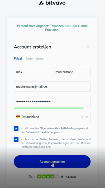 Bitvavo registrieren & verifizieren