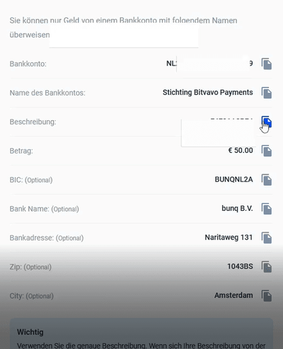 Bitvavo Geld einzahlen & auszahlen Anleitung